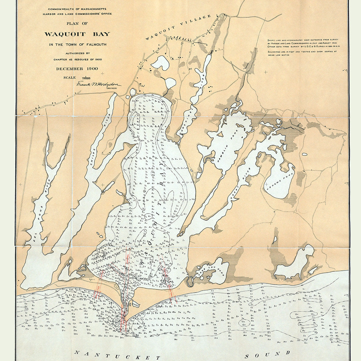 1900 Map of Waquoit Bay Falmouth Massachusetts – Genealogical Surveyor