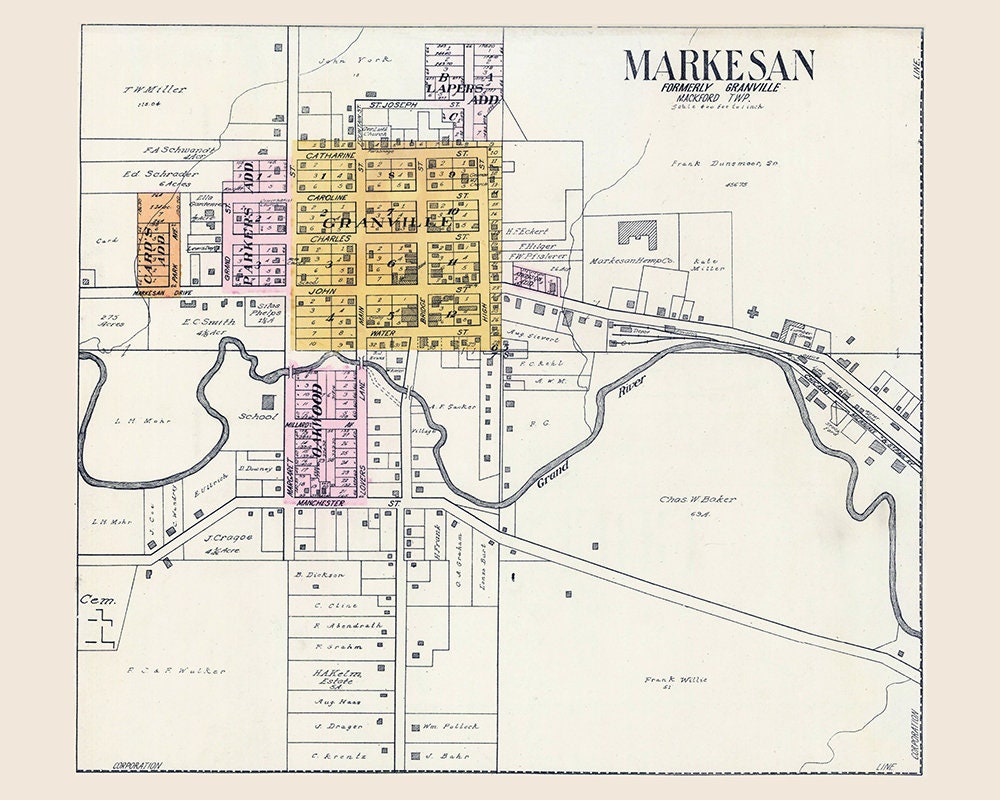 1923 Town Map of Markesan Green Lake County Wisconsin – Genealogical ...