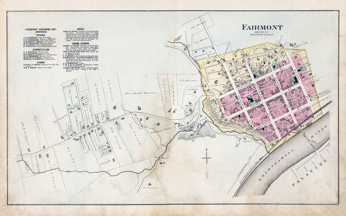 1886 Map of Fairmont Marion County West Virginia – Genealogical Surveyor