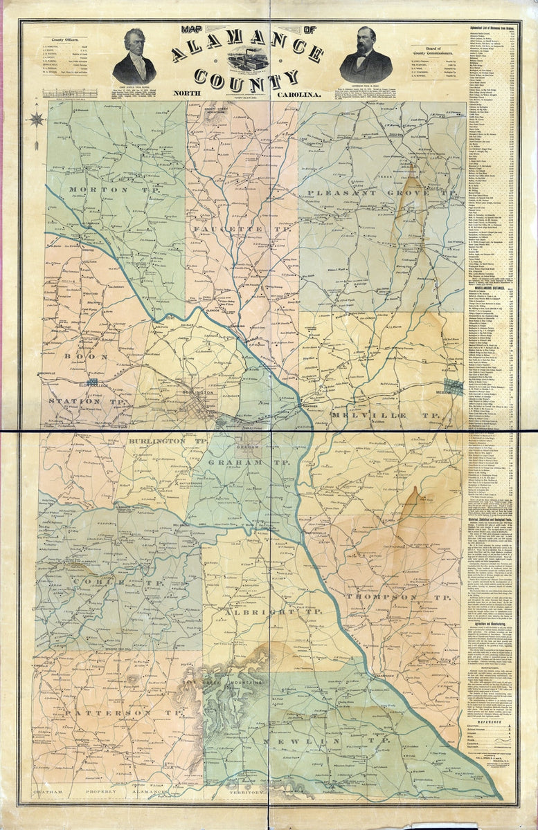 1893 Map of Alamance County North Carolina – Genealogical Surveyor
