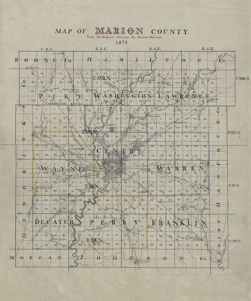 1875 Map of Marion County Indiana – Genealogical Surveyor