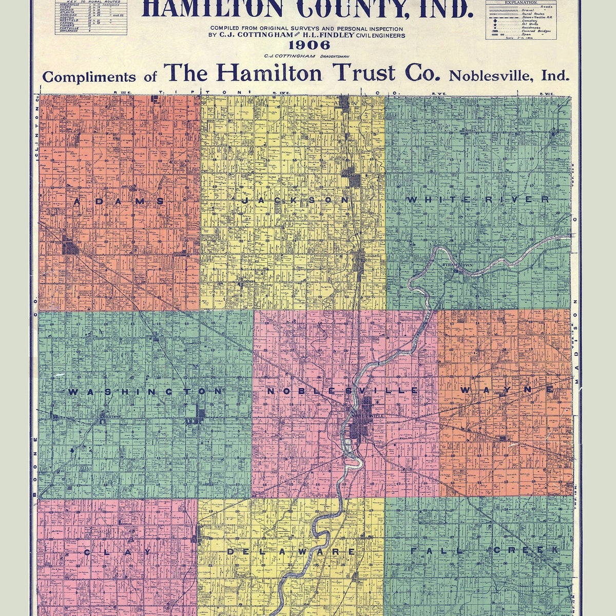 1906 Farm Line Map of Hamilton County Indiana – Genealogical Surveyor
