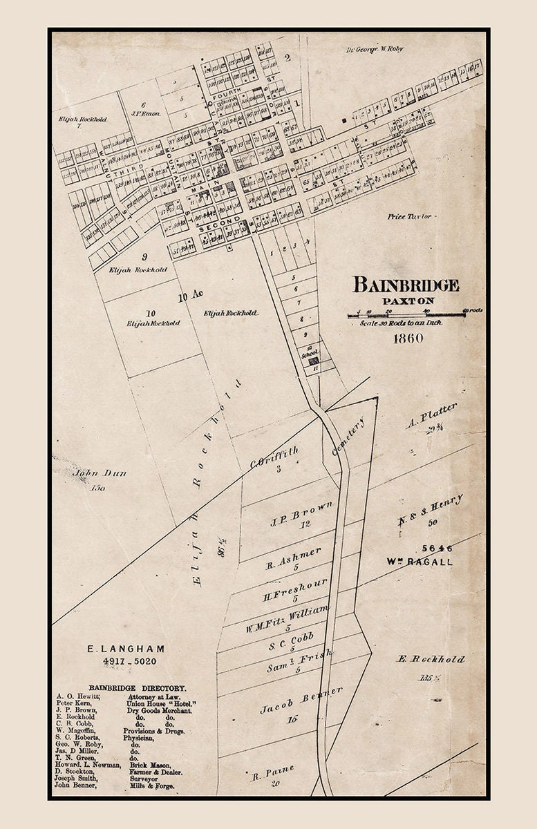 1860 Town Map of Bainbridge Ross County Ohio – Genealogical Surveyor