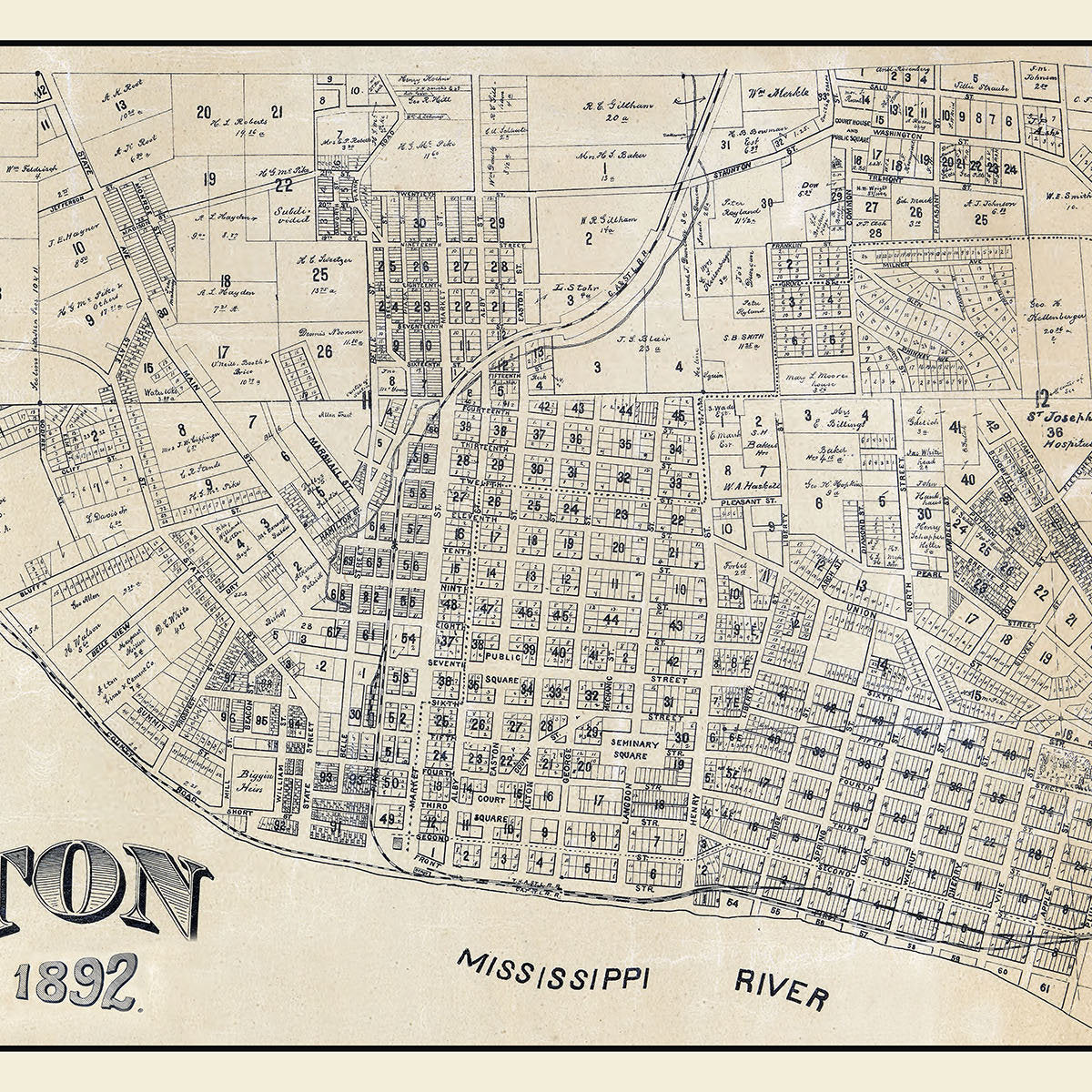 1892 Town Map of Alton Madison County Illinois – Genealogical Surveyor