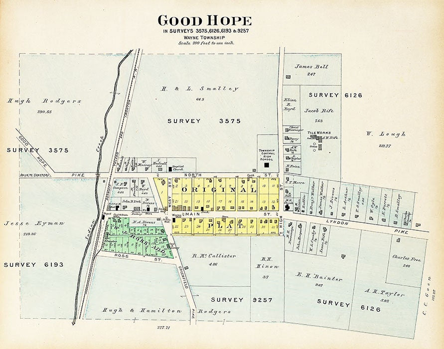 1913 Town Map of Good Hope Fayette County Ohio – Genealogical Surveyor