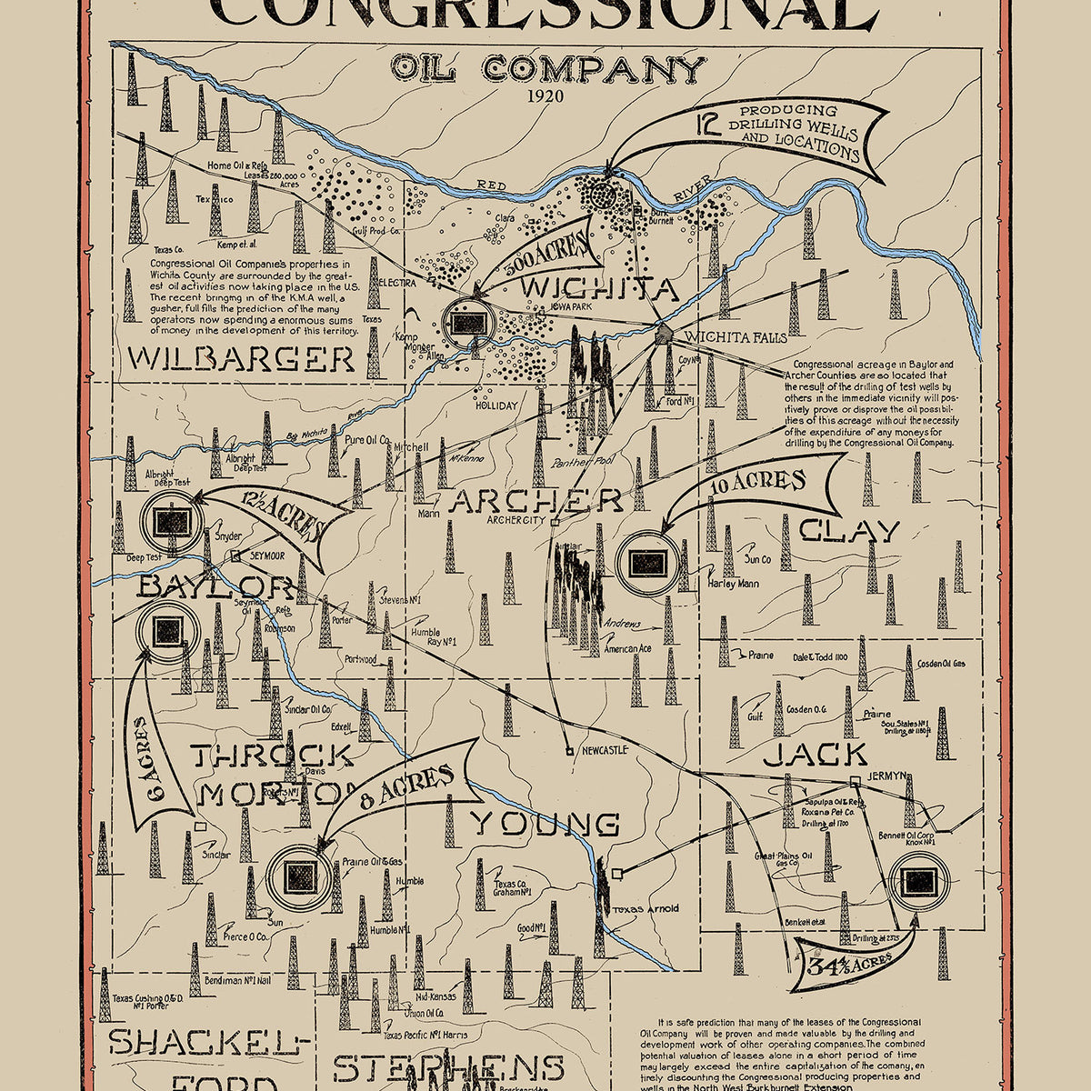 1920 Oil Field Map of North Texas Counties – Genealogical Surveyor