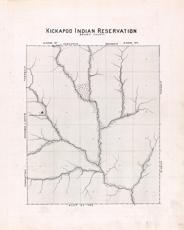 1887 Map of Kickapoo Indian Reservation Brown County Kansas ...