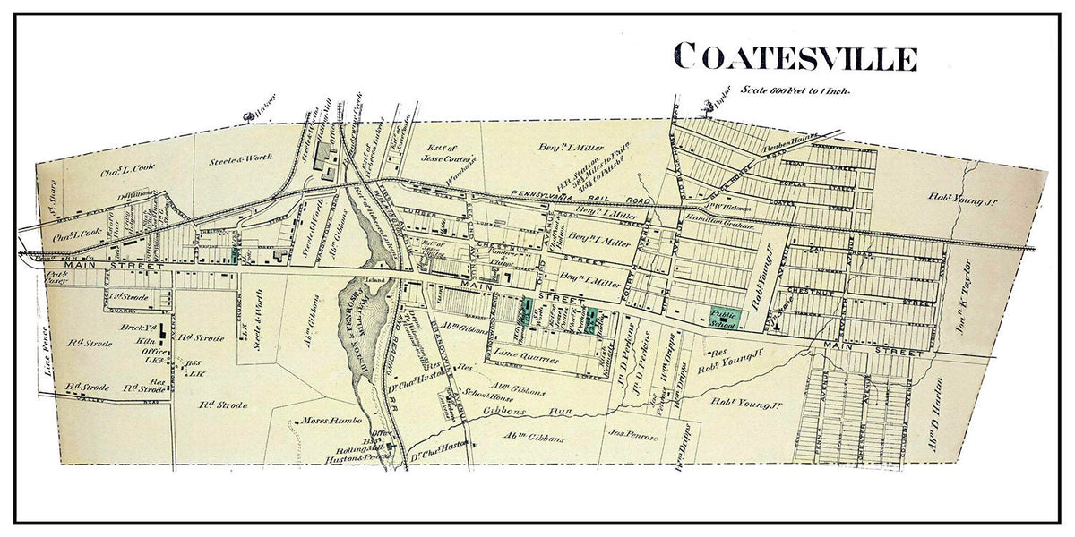 1873 Town Map of Coatesville Chester County Pennsylvania – Genealogical ...