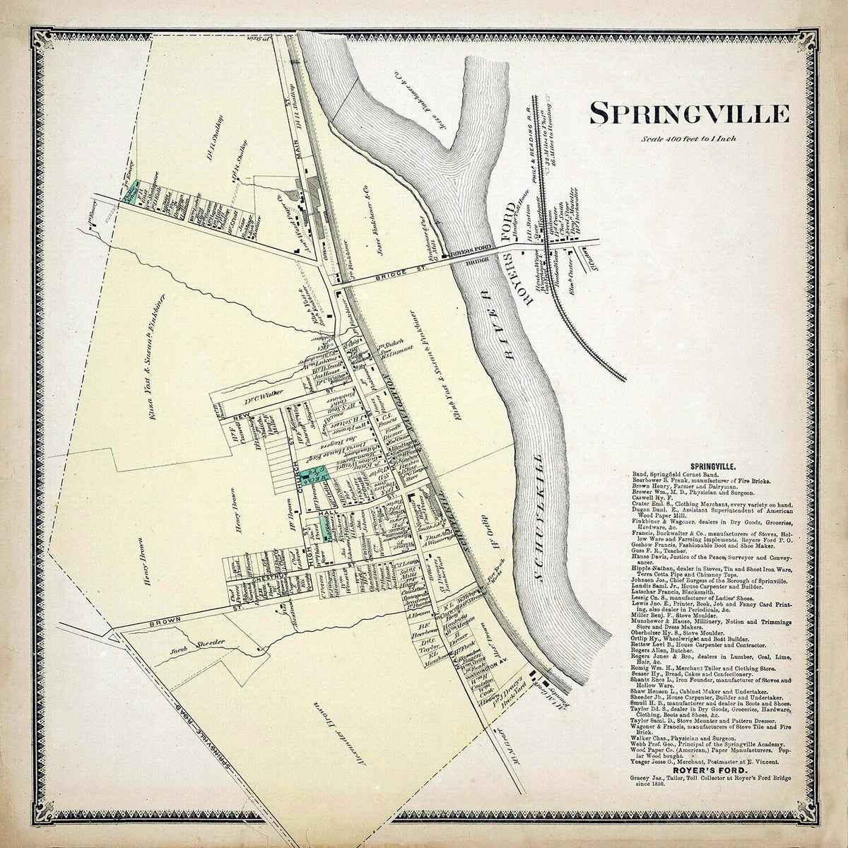 1873 Town Map of Springville Chester County Pennsylvania – Genealogical ...