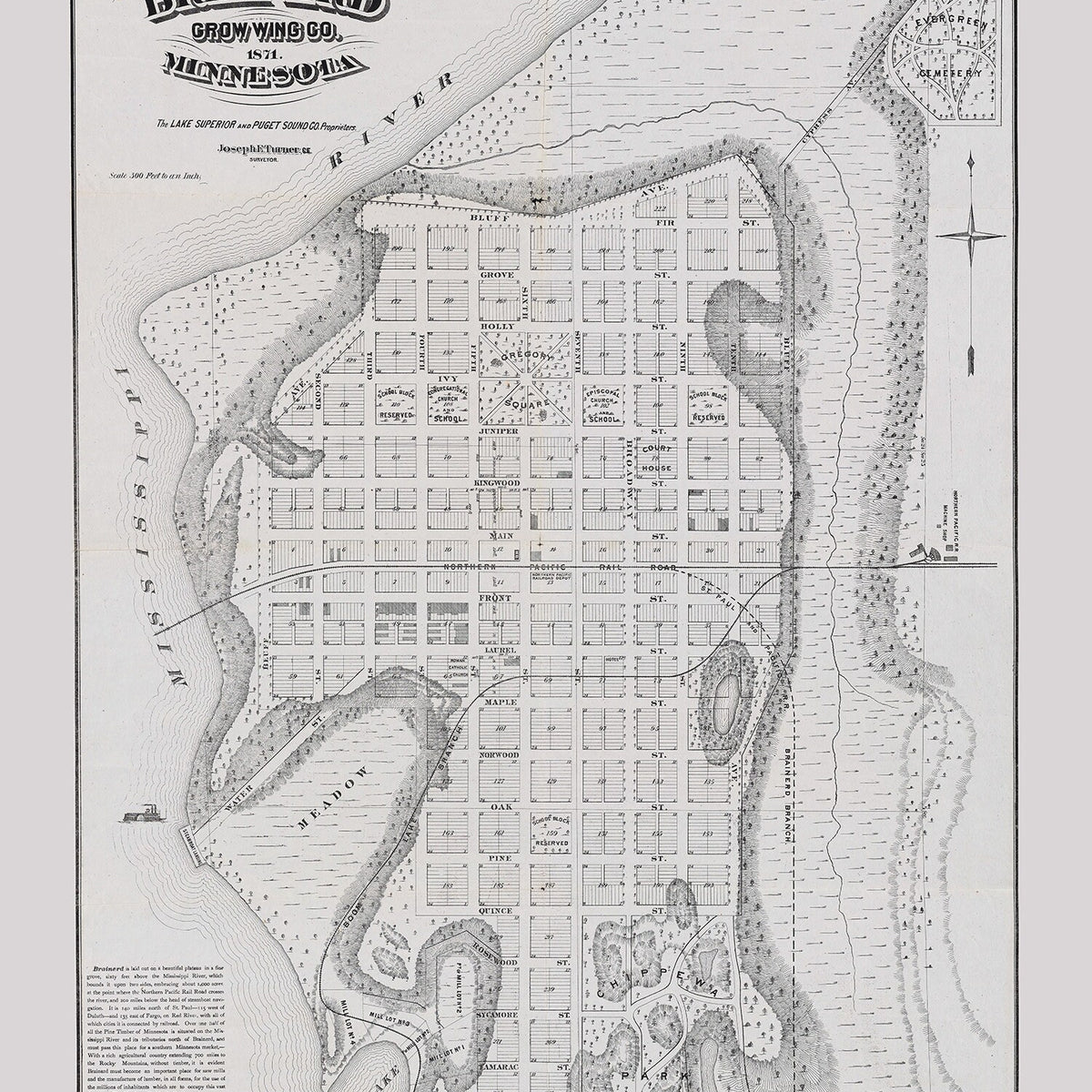 1871 Town Map of Brainerd Crow Wing County Minnesota – Genealogical ...
