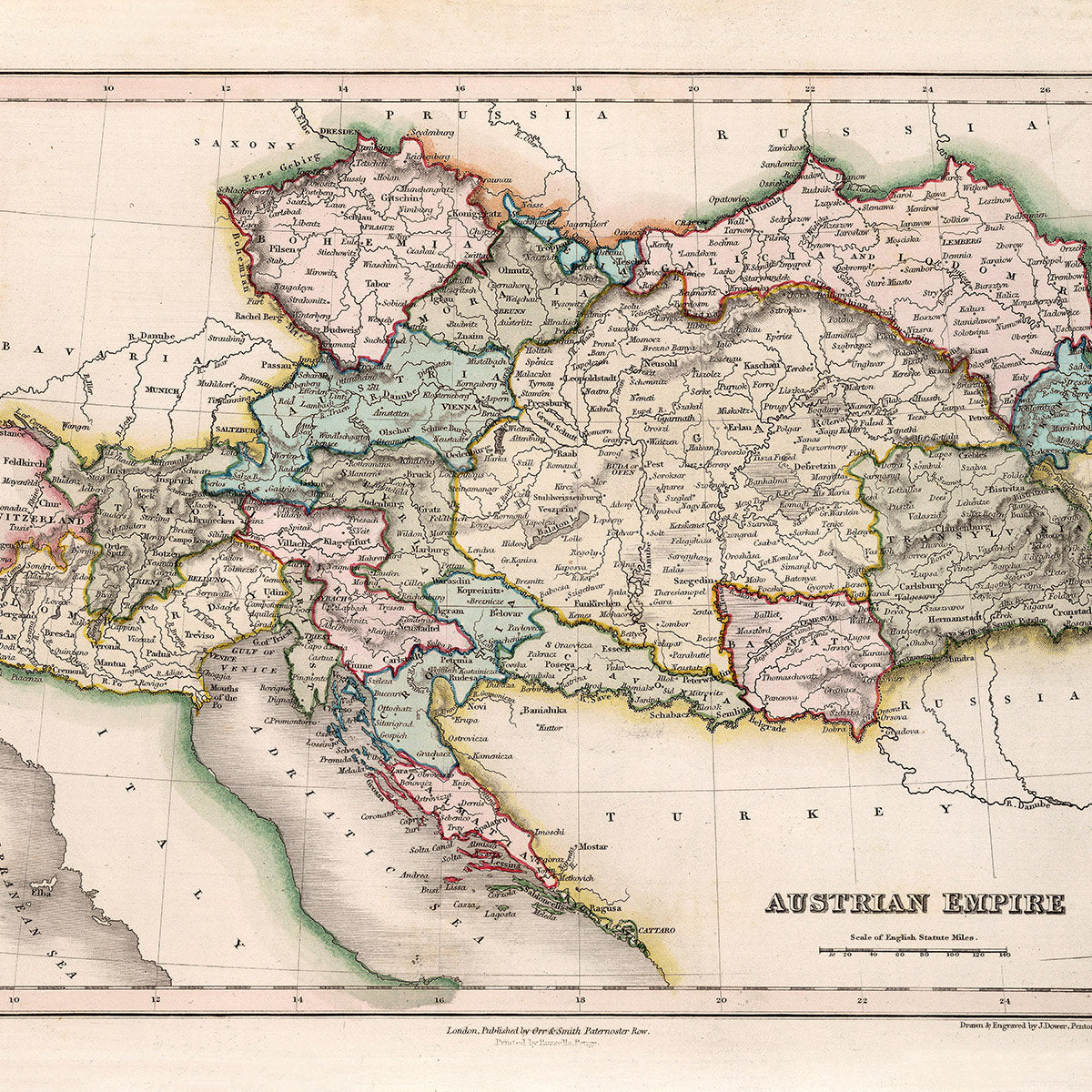 1832 Map of The Austrian Empire – Genealogical Surveyor
