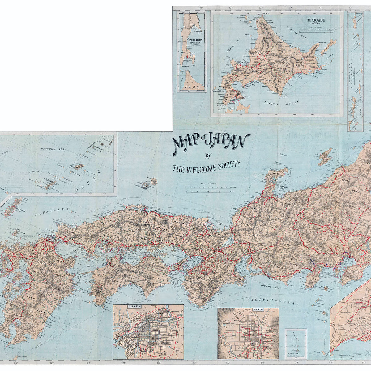 1908 Map of Japan – Genealogical Surveyor