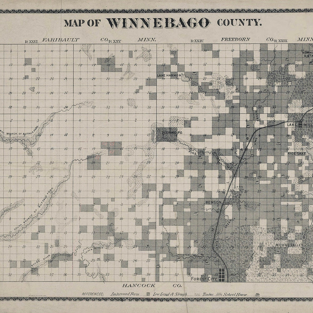 1900 Map of Winnebago County Iowa – Genealogical Surveyor