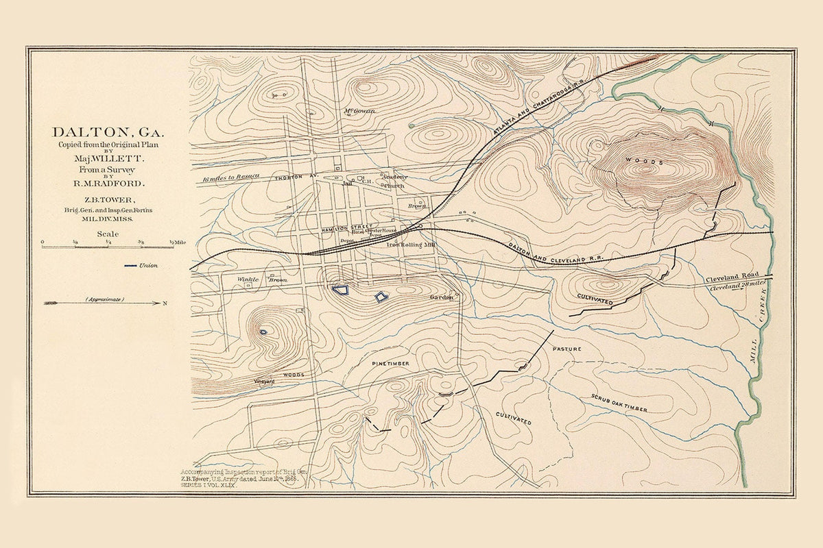 1865 Town Map of Dalton Georgia – Genealogical Surveyor