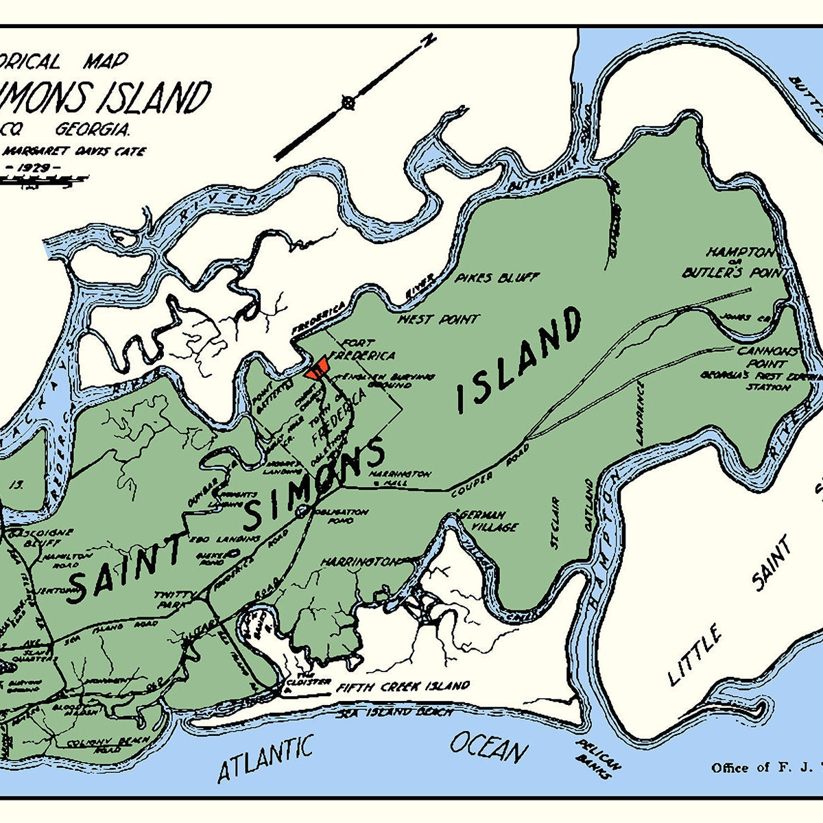 1929 Map of Saint Simons Island Glynn County Georgia – Genealogical ...