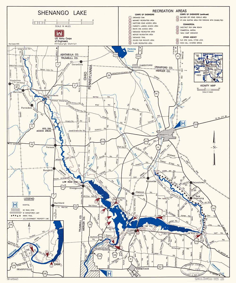 1995 Map of Shenango Lake Pennsylvania and Ohio – Genealogical Surveyor