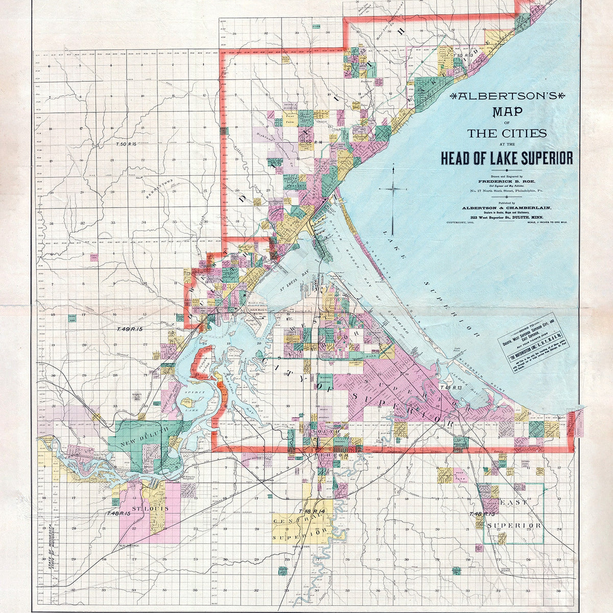 1891 Map of the City of Superior and The Head Of Lake Superior ...