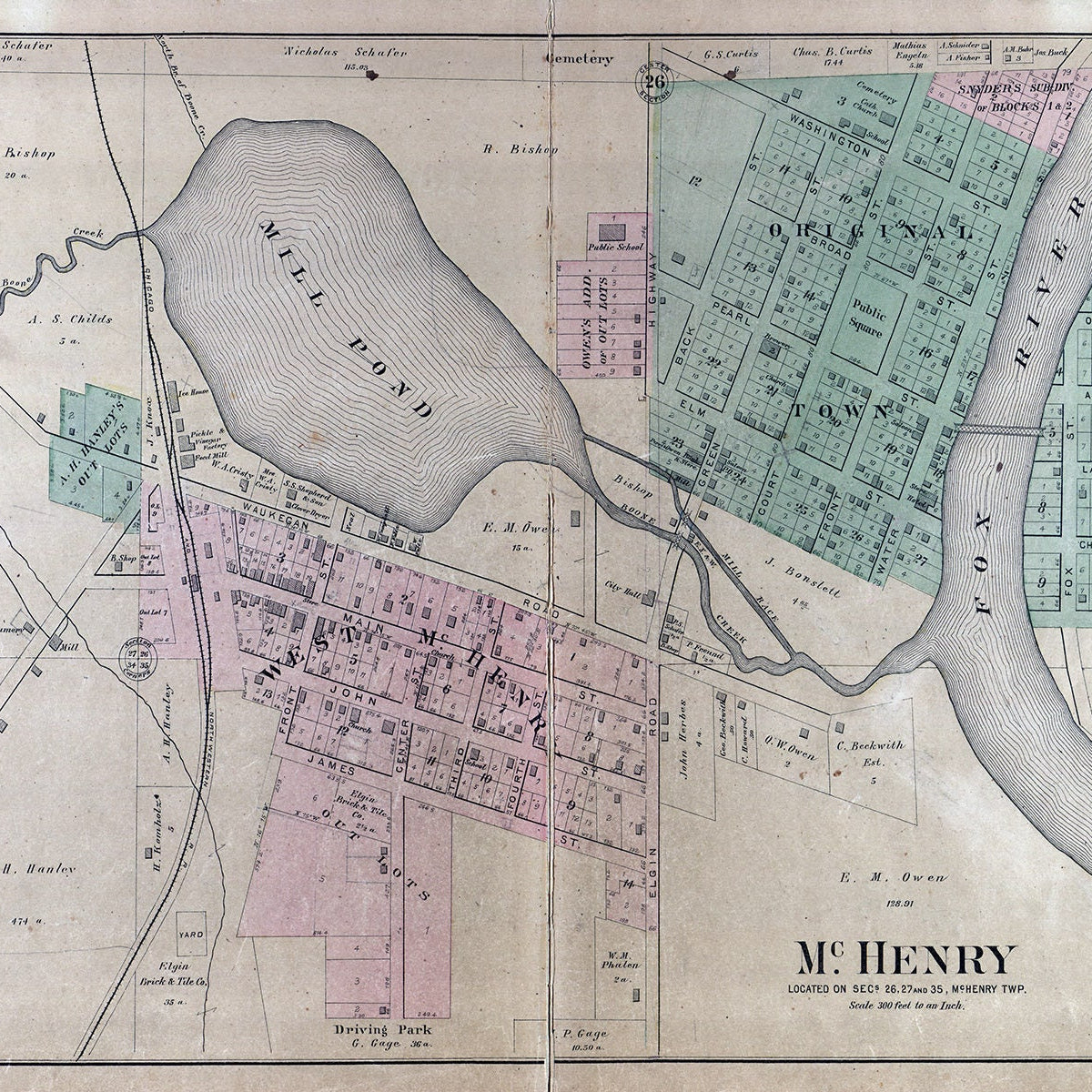 1892 Town Map of McHenry McHenry County Illinois – Genealogical Surveyor