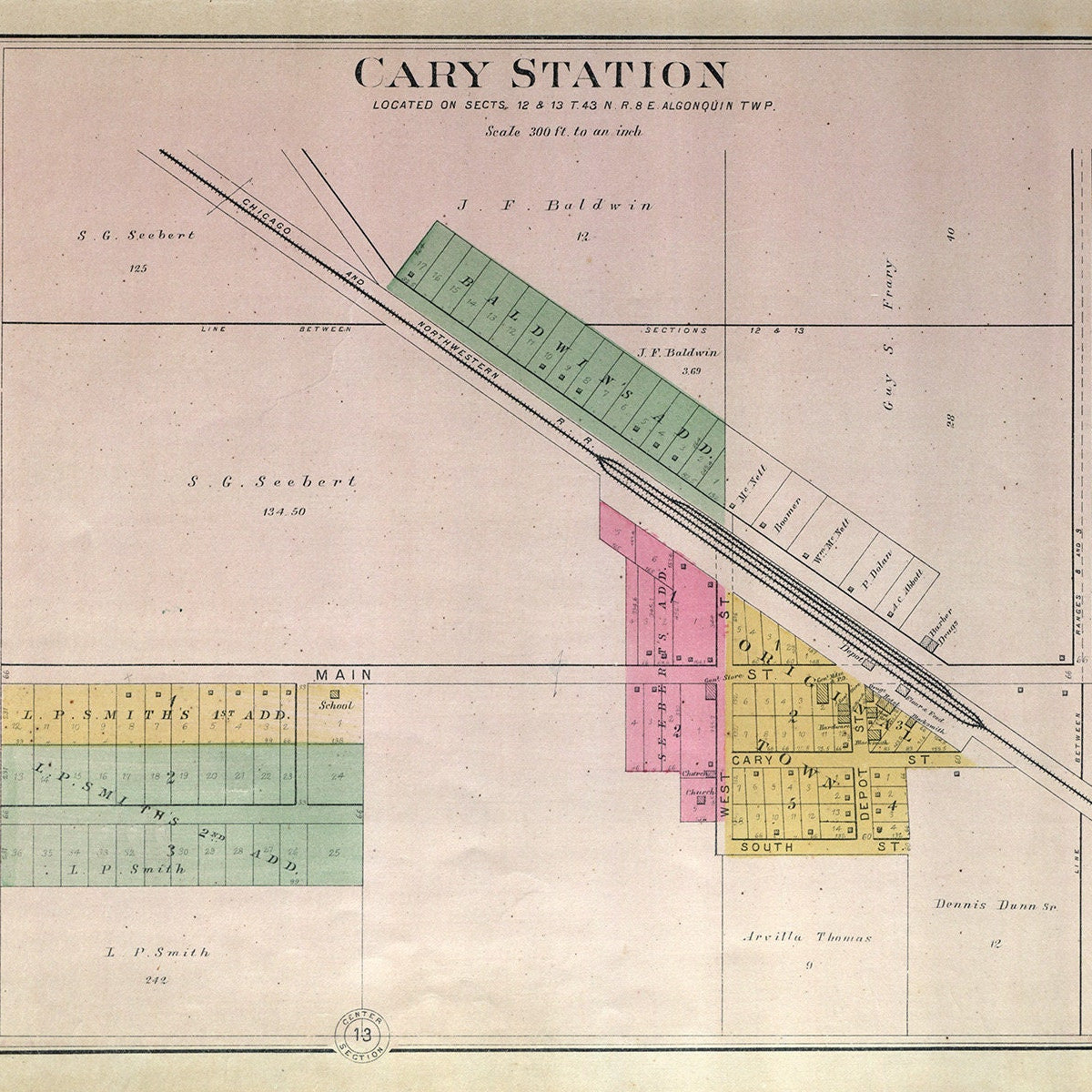 1892 Town Map of Cary Station McHenry County Illinois – Genealogical ...