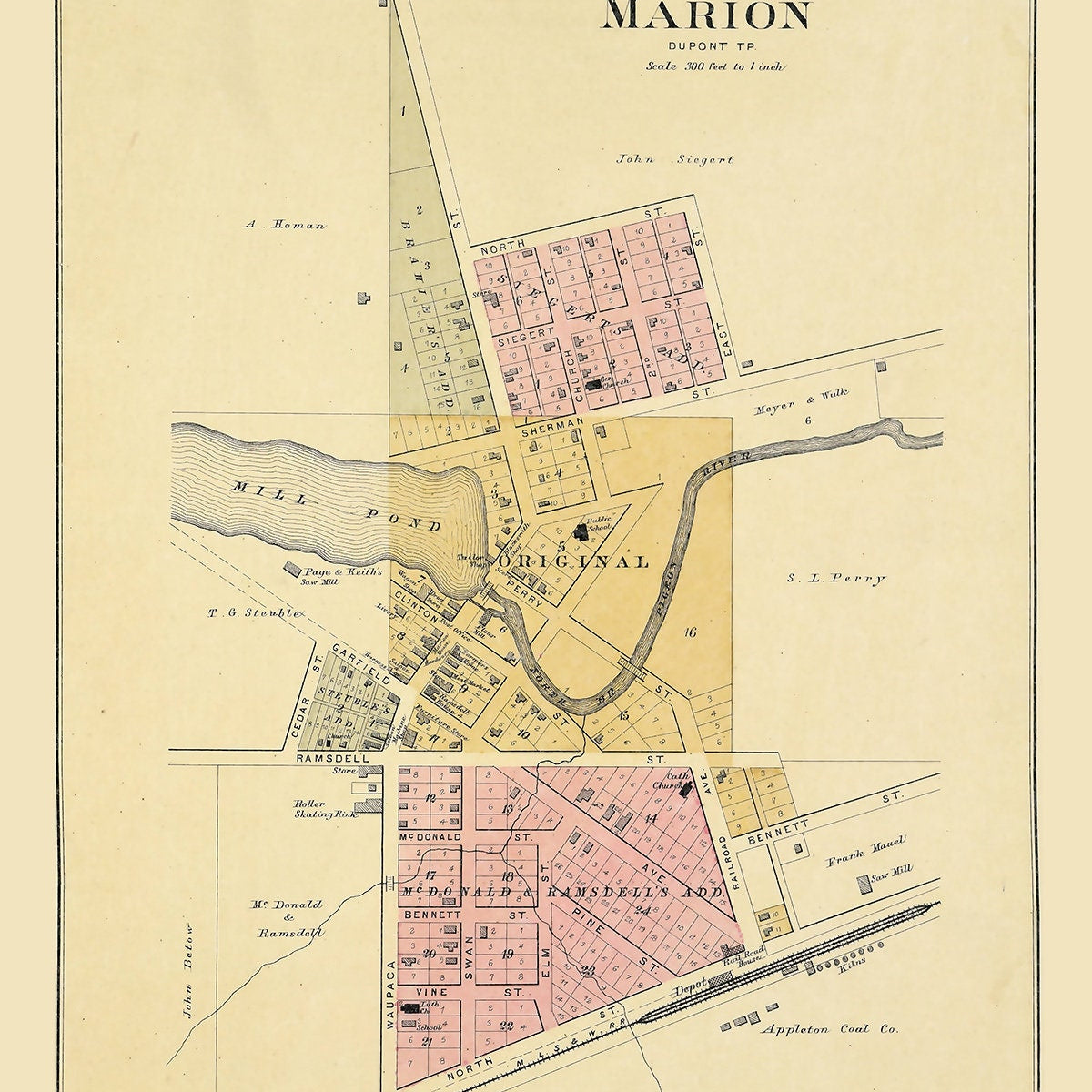 1889 Town Map of Marion Waupaca County Wisconsin – Genealogical Surveyor