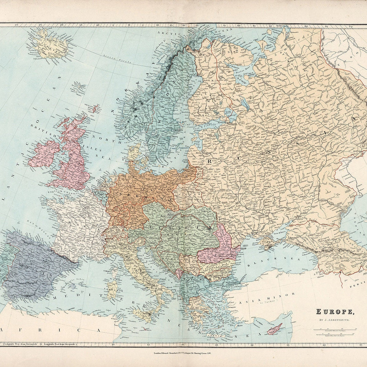 1887 Map of Europe – Genealogical Surveyor