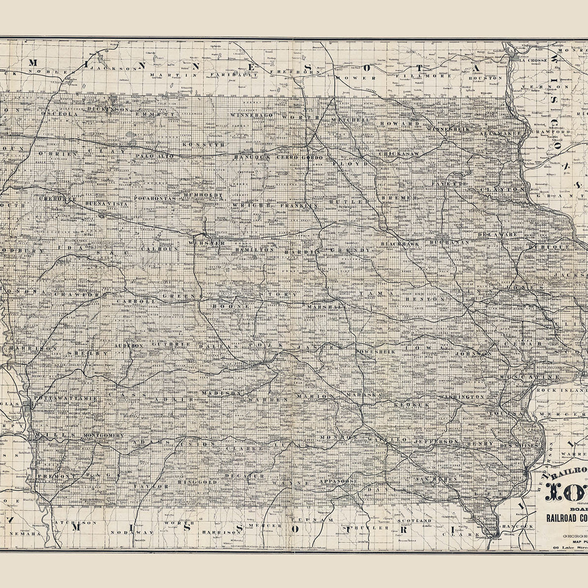 1872 Railroad Map of Iowa – Genealogical Surveyor