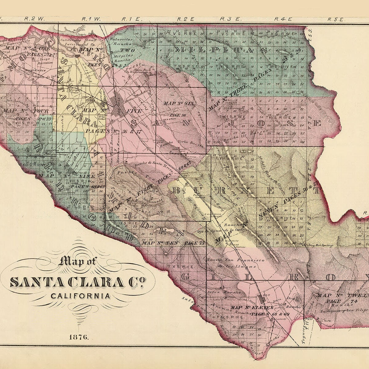 1876 Map of Santa Clara County California – Genealogical Surveyor