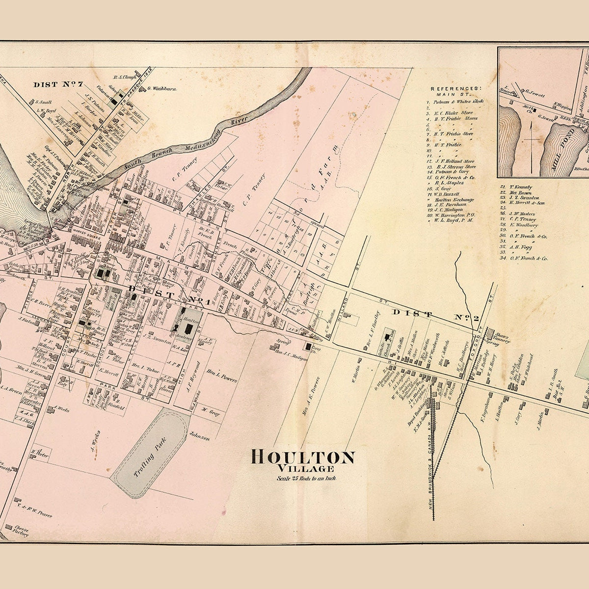 1877 Map of Houlton Village Aroostook County Maine – Genealogical Surveyor