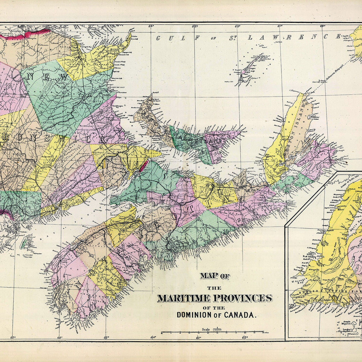 1878 Map of the Maritime Provinces Canada – Genealogical Surveyor