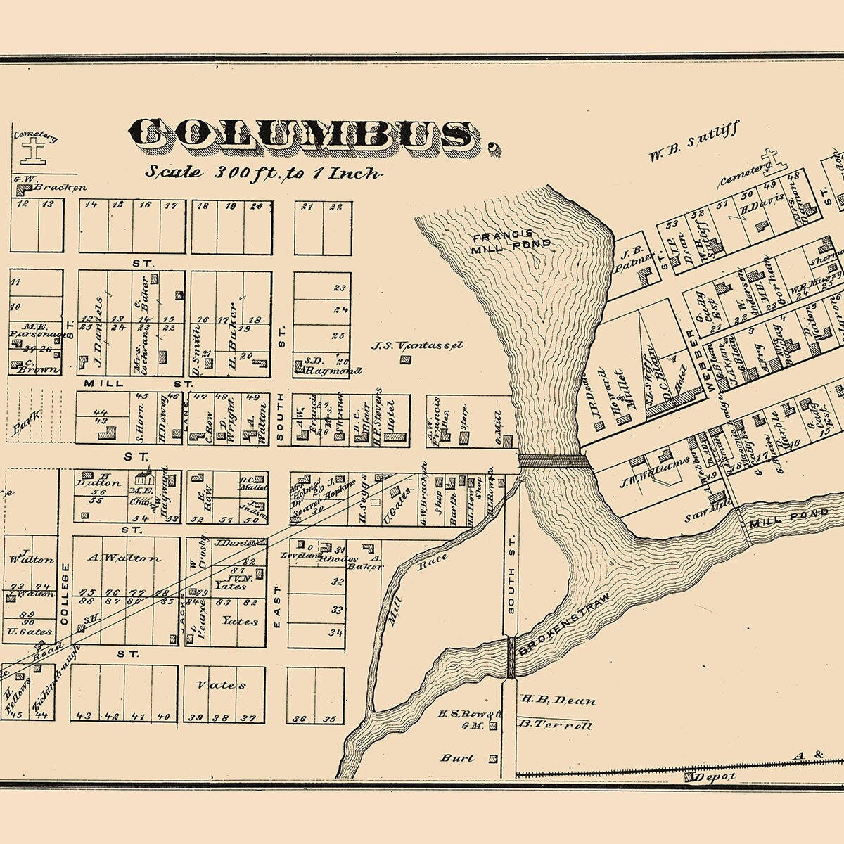 1878 Town Map of Columbus Warren County Pennsylvania – Genealogical ...