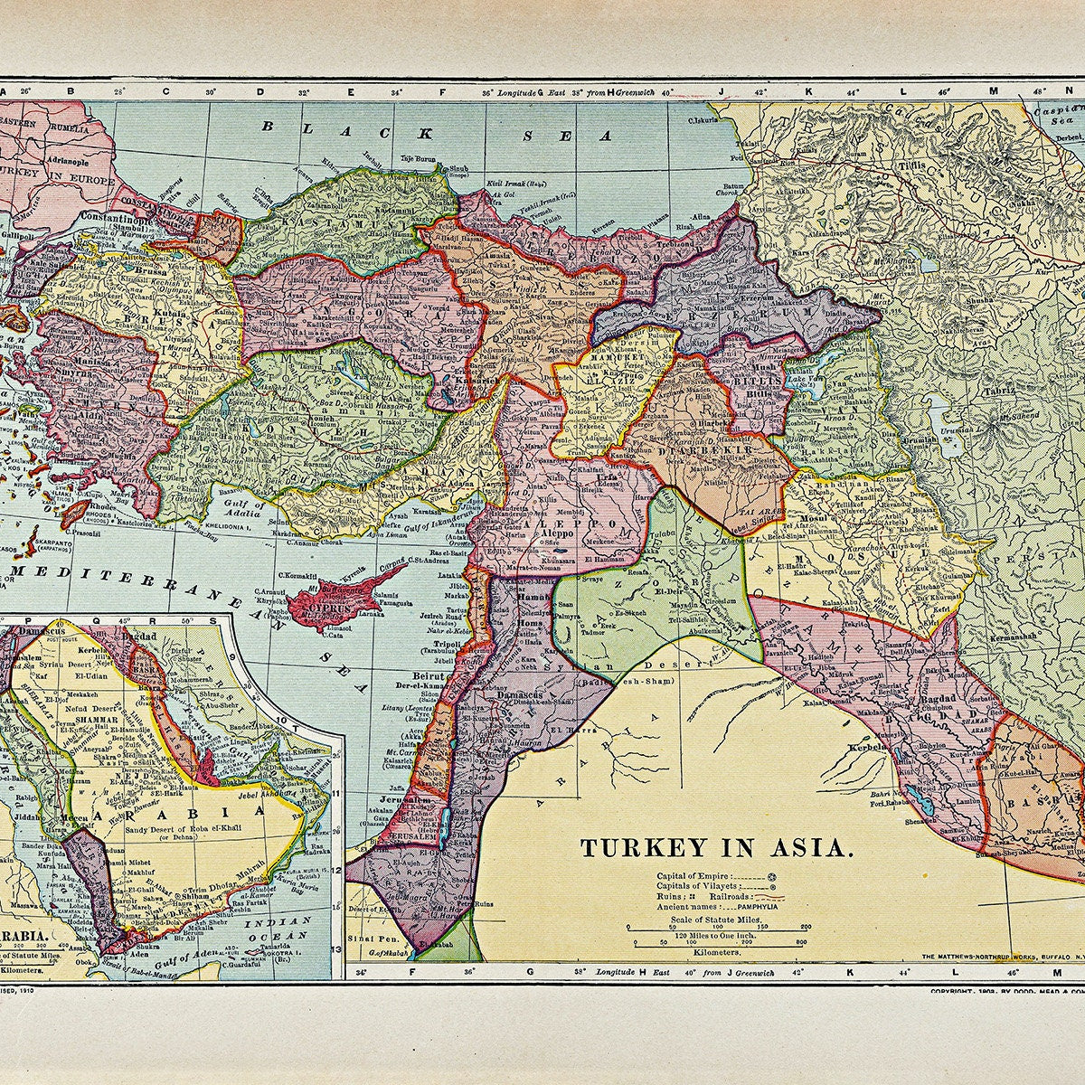 1910 Map of Turkey in Asia – Genealogical Surveyor