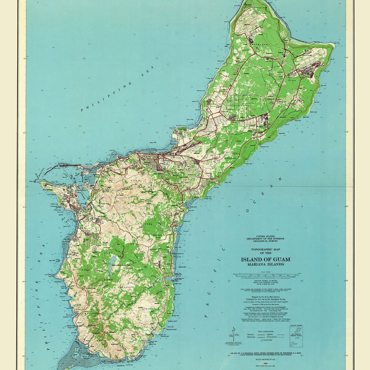 1965 Topo Map of Island of Guam – Genealogical Surveyor