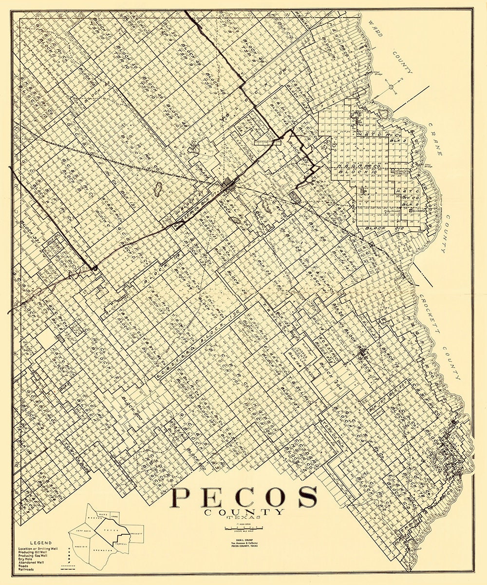 1920s Map of Pecos County Texas Oil Field – Genealogical Surveyor