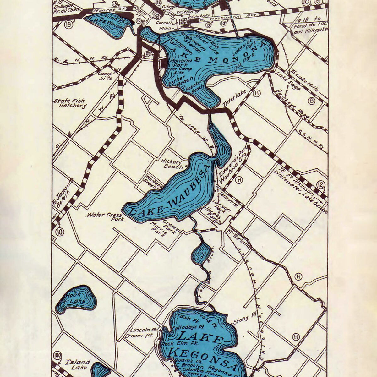 1923 Map of Madison and the Four Lakes Region Wisconsin – Genealogical ...