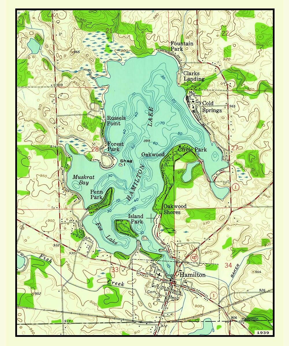 1961 Map of Hamilton Lake Steuben County Indiana – Genealogical Surveyor