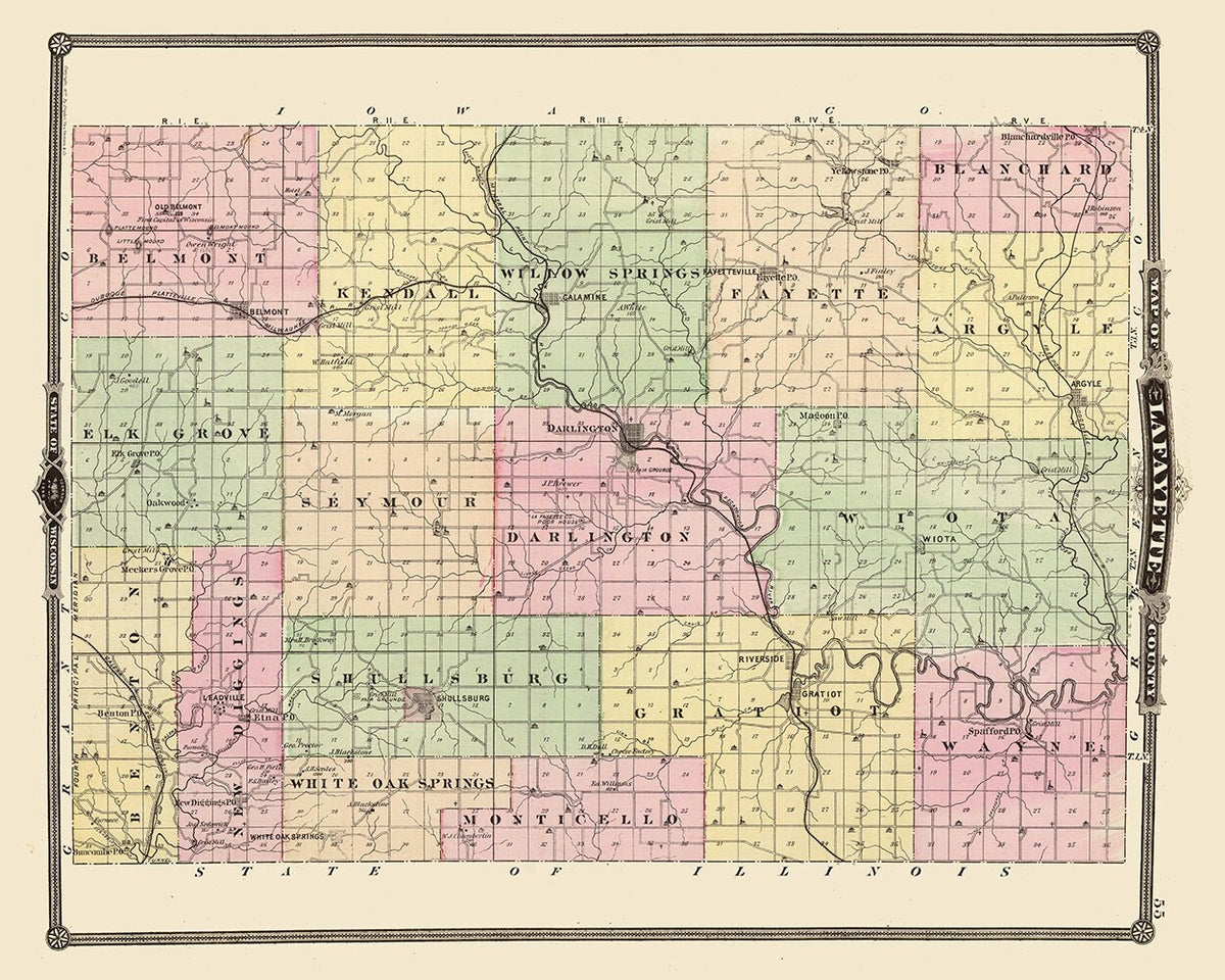 1878 Map of Lafayette County Wisconsin – Genealogical Surveyor