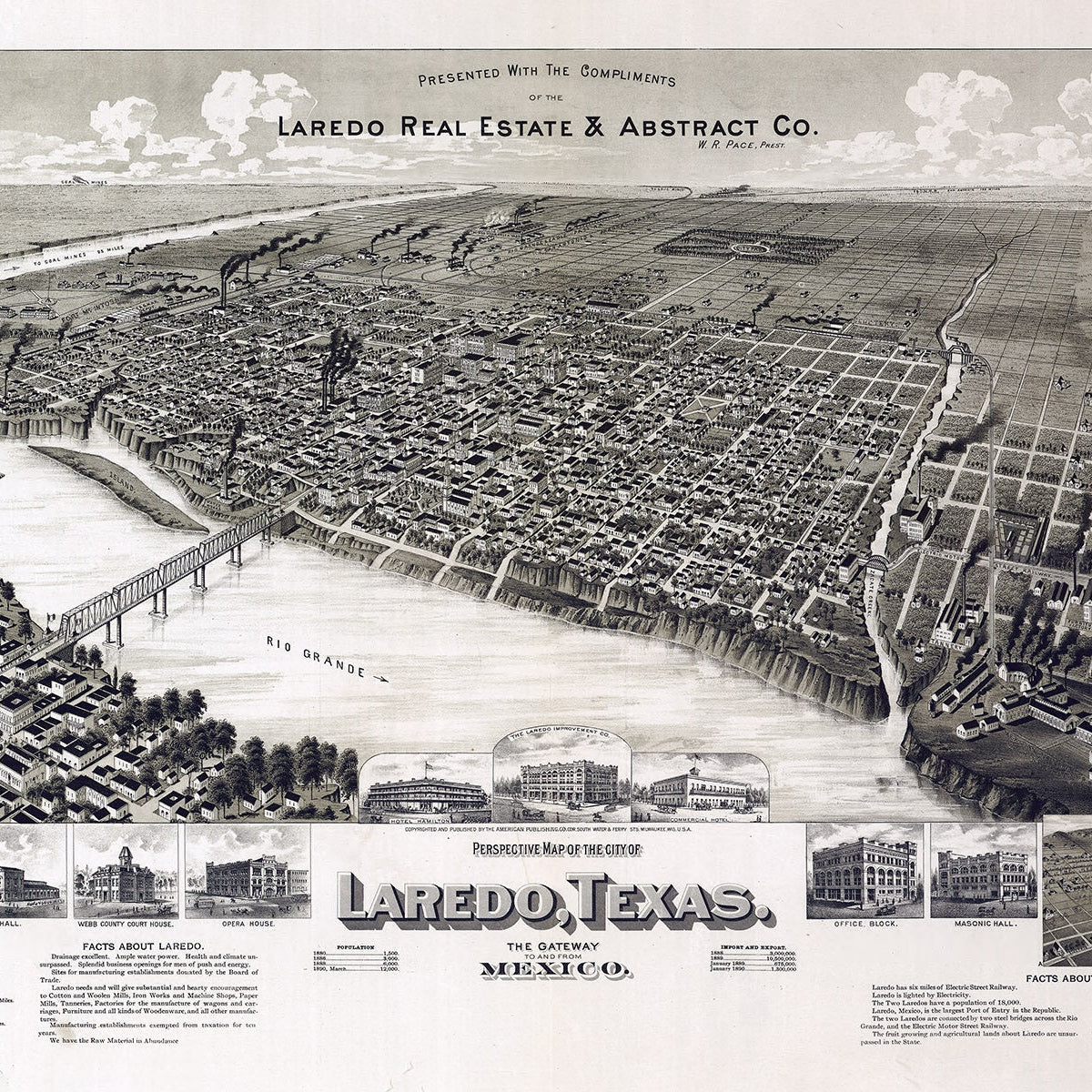 1892 Panoramic Map of Laredo Texas – Genealogical Surveyor