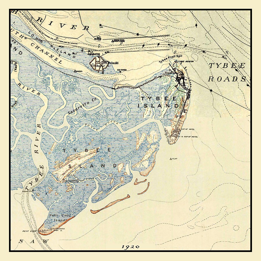 1920 Map of Tybee Island Georgia Savannah Beach – Genealogical Surveyor