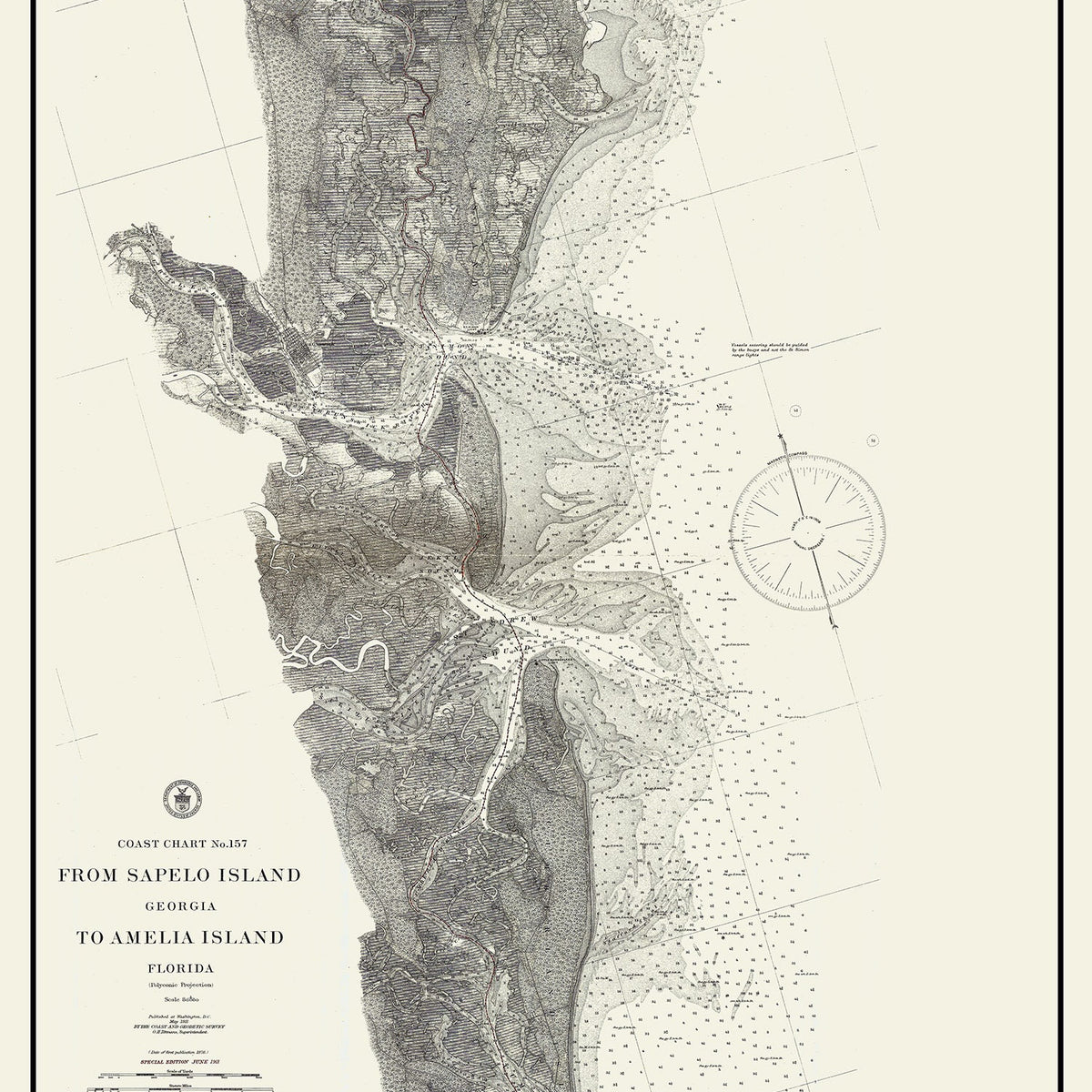 1911 Nautical Map of Sapelo Island Georgia to Amelia Island Florida ...