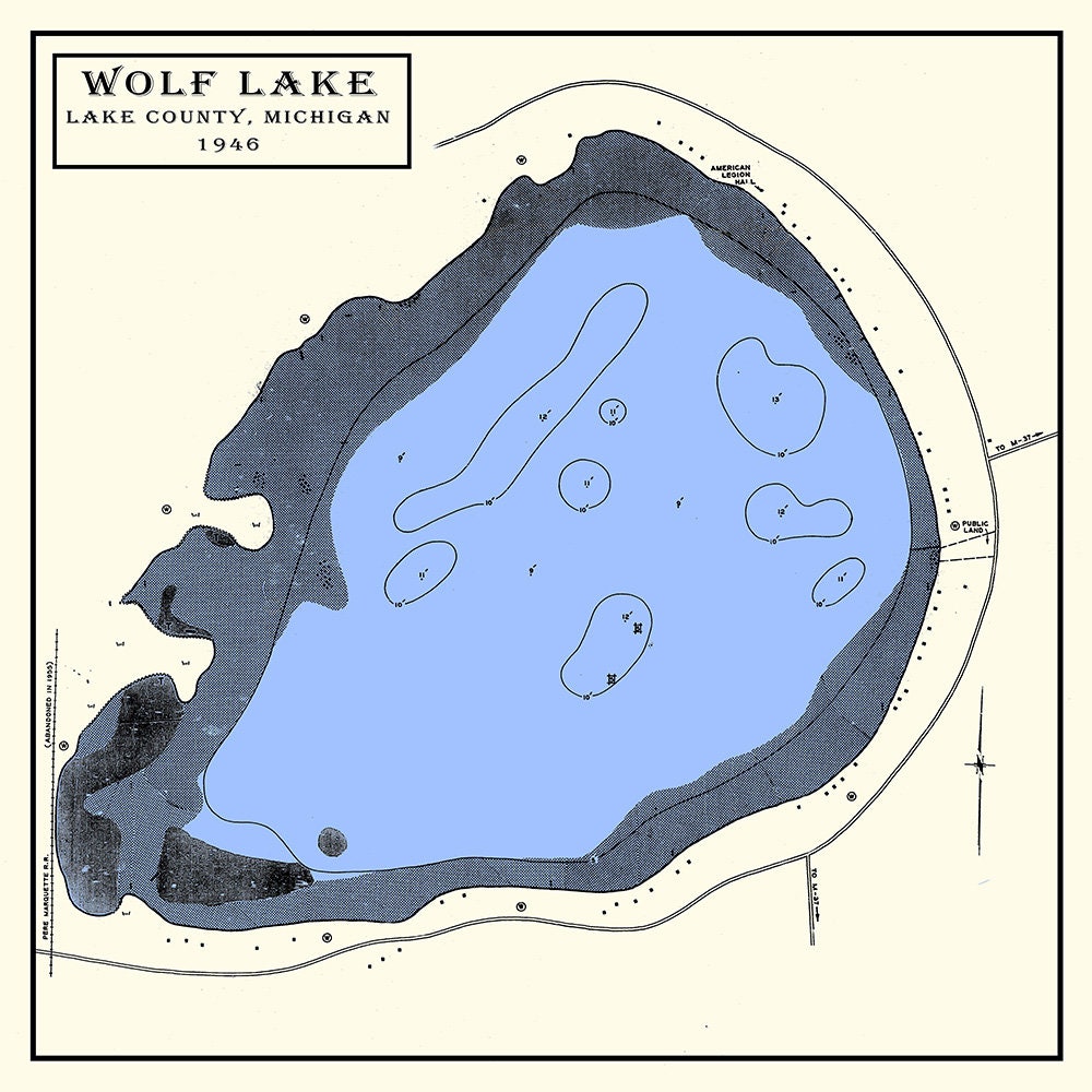 1946 Map of Wolf Lake Lake County Michigan – Genealogical Surveyor
