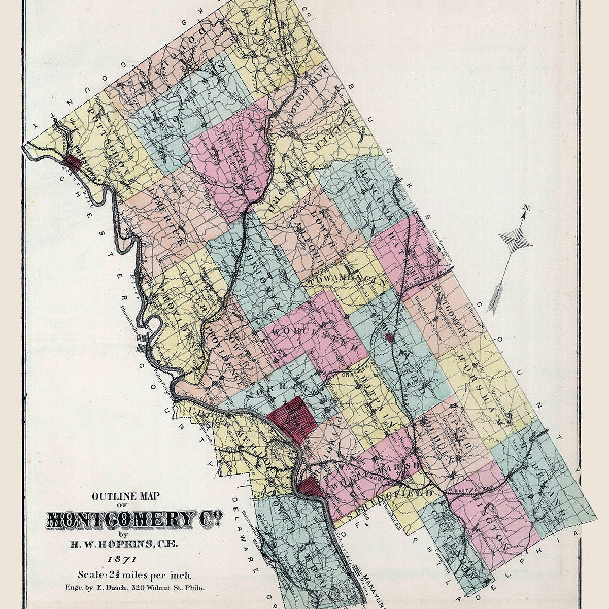 1871 Map of Montgomery County Pennsylvania – Genealogical Surveyor