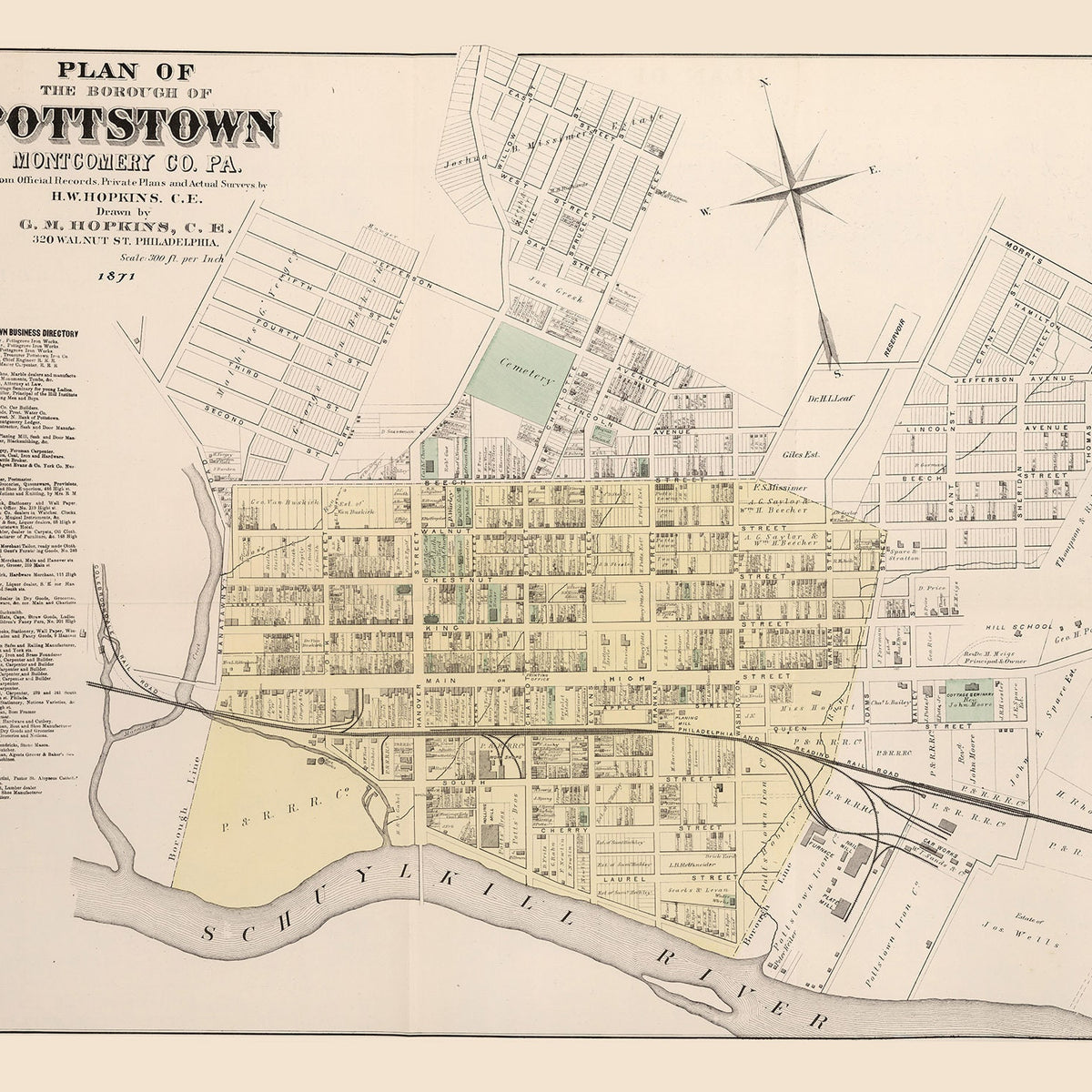 1871 Map of Pottstown Montgomery County Pennsylvania – Genealogical ...