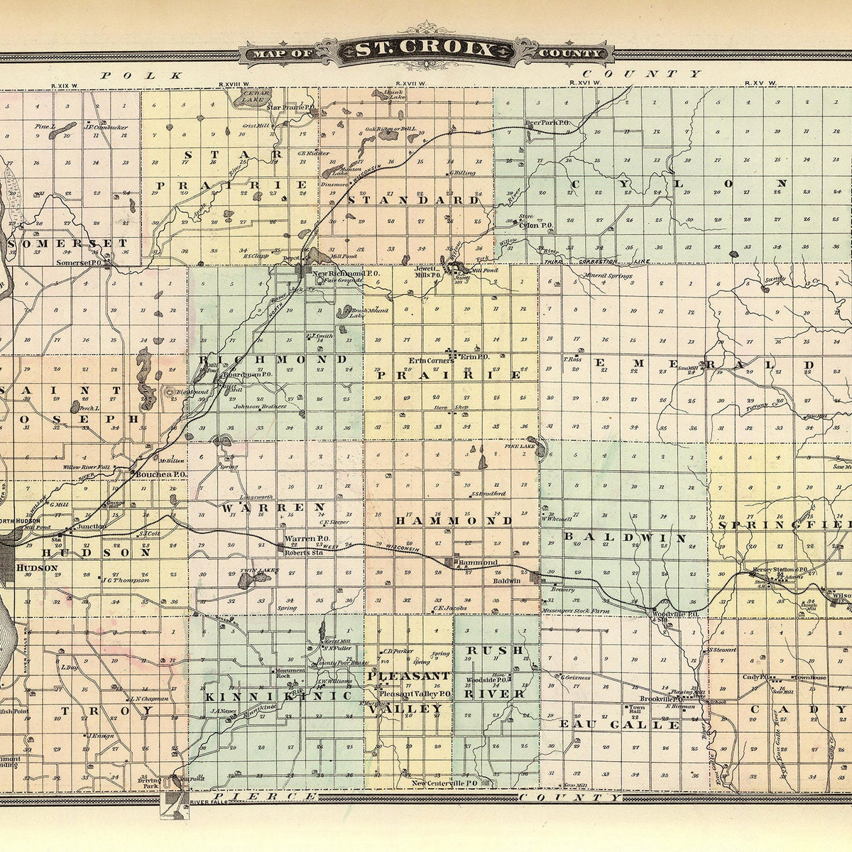 1878 Map of St Croix County Wisconsin – Genealogical Surveyor