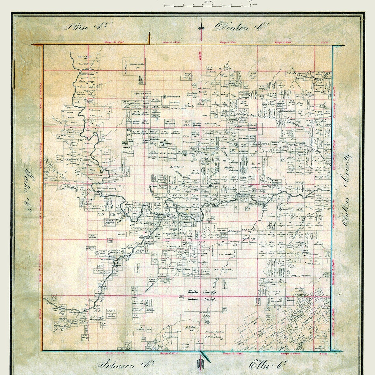 1856 Map of Tarrant County Texas Fort Worth – Genealogical Surveyor