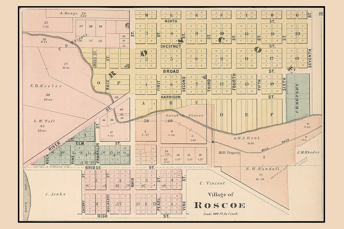 1886 Map of Roscoe Winnebago County Illinois – Genealogical Surveyor
