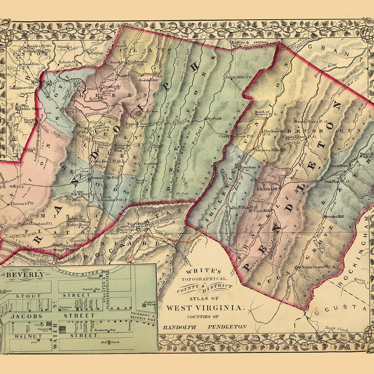 1873 Map of Randolph and Pendleton County West Virginia – Genealogical ...