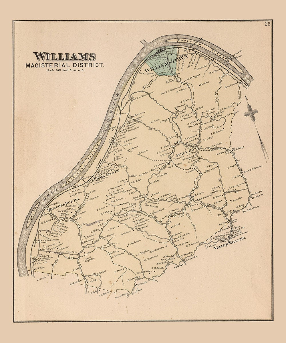 1886 Map of Williams District Wood County West Virginia – Genealogical ...