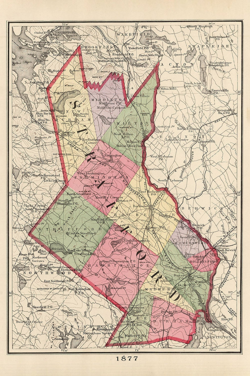 1877 Map of Strafford County New Hampshire – Genealogical Surveyor