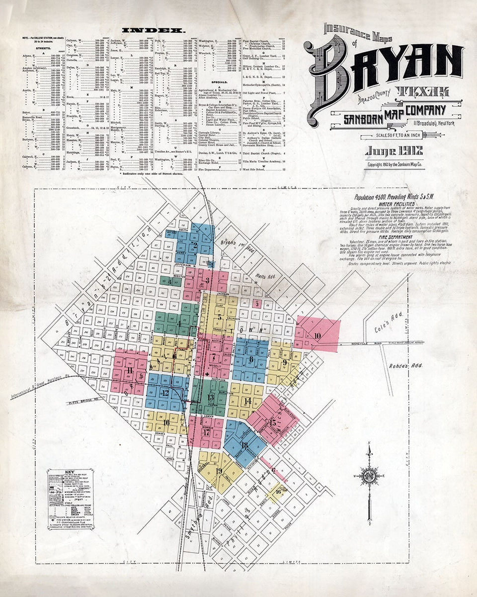 1912 Map of Bryan Brazos County Texas – Genealogical Surveyor