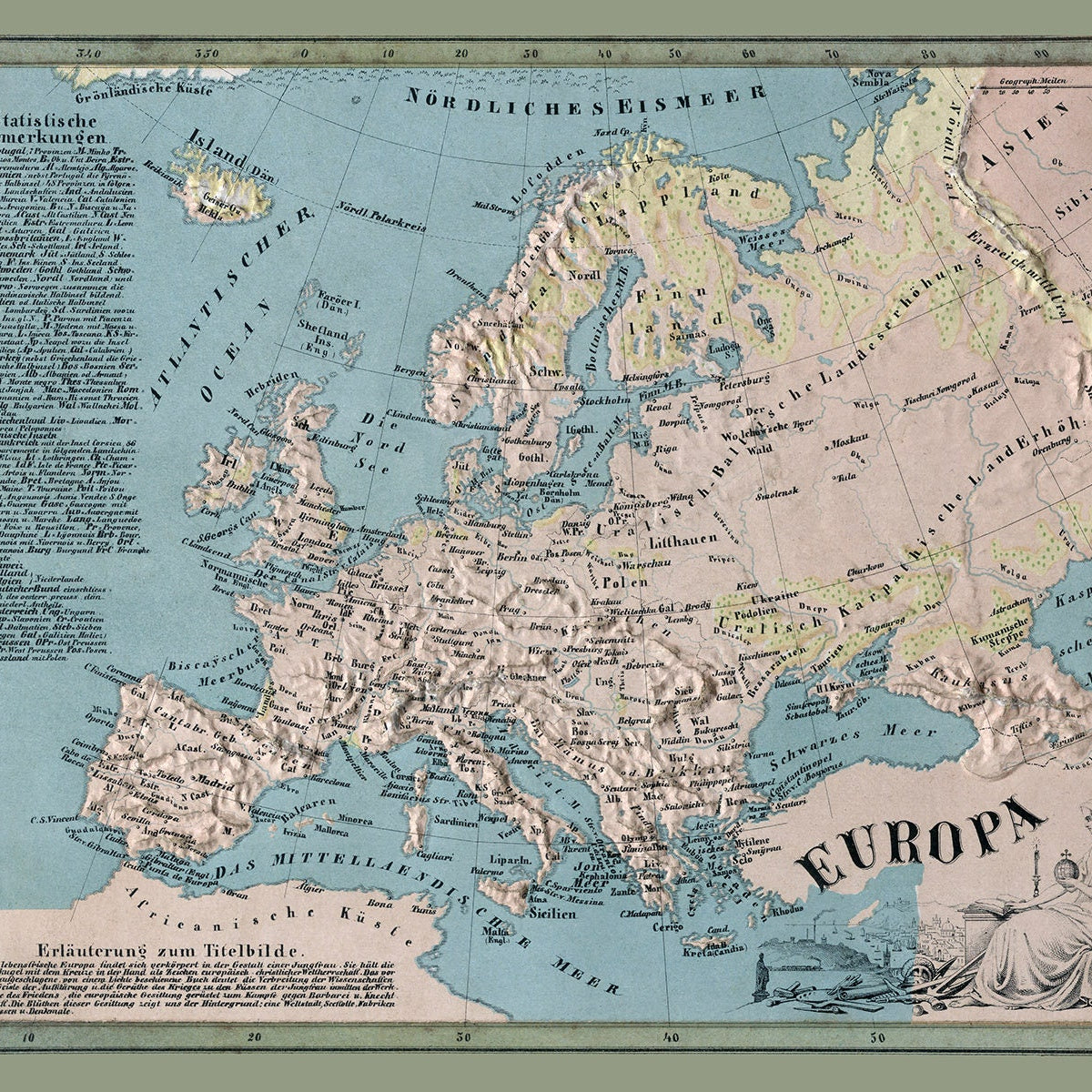 1864 Relief Map of Europe – Genealogical Surveyor
